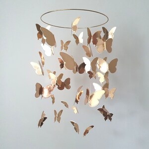 Butterfly Mobile Nursery, Baby Mobile, Baby Mobile Girl, Gold Mobile ...