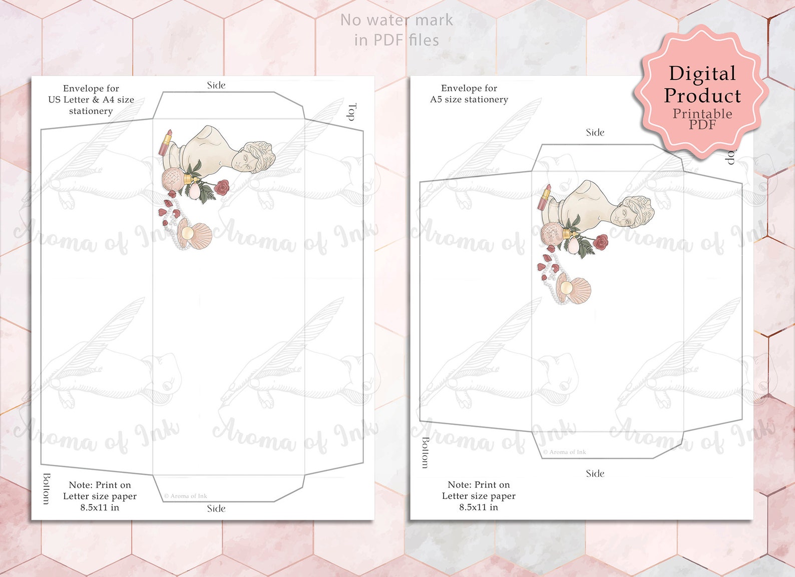 Elegance Girl Printable Stationery Paper & Envelope Lined - Etsy