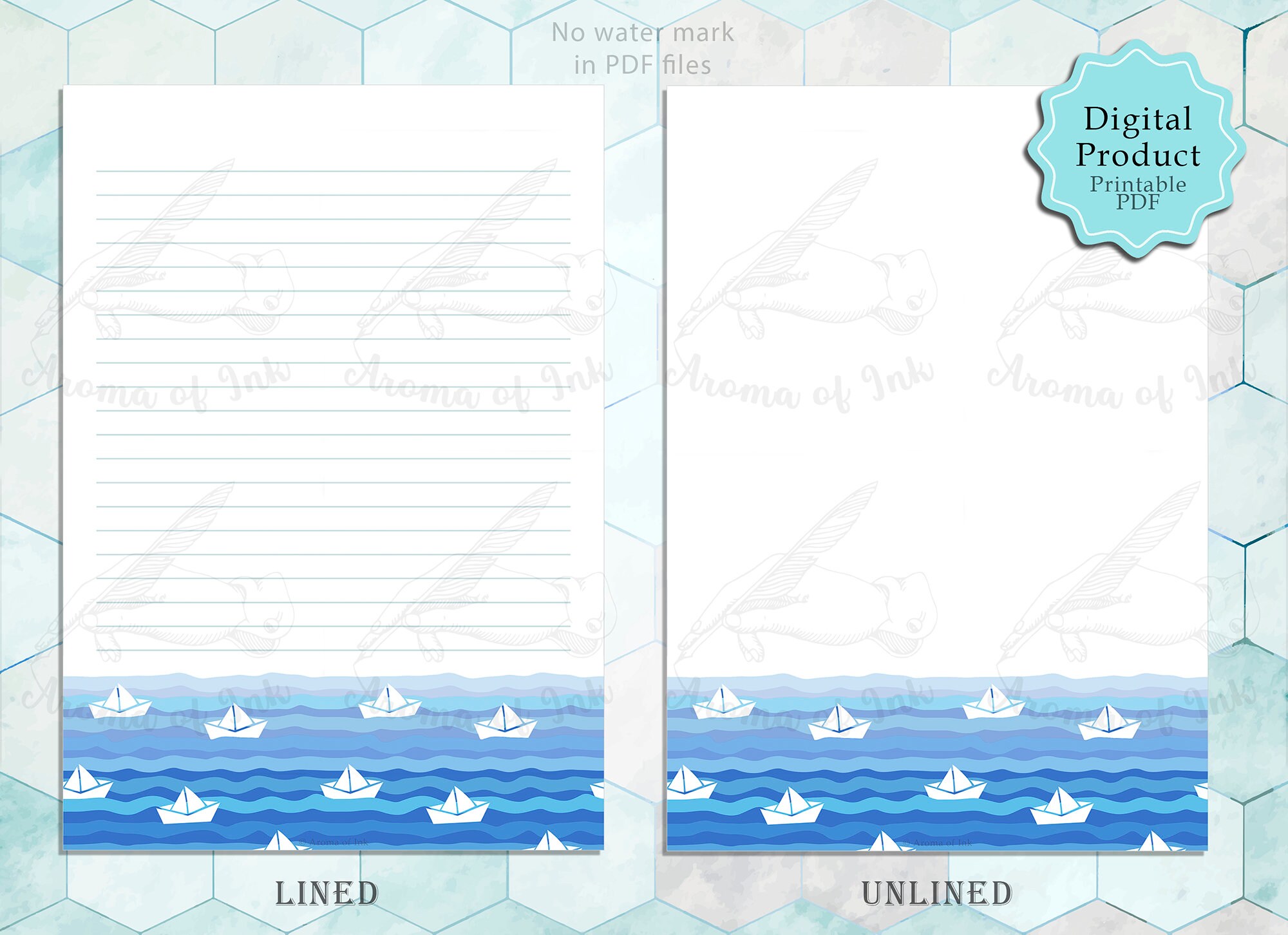 Paper Boat Printable Stationery Paper & Envelope Lined - Etsy