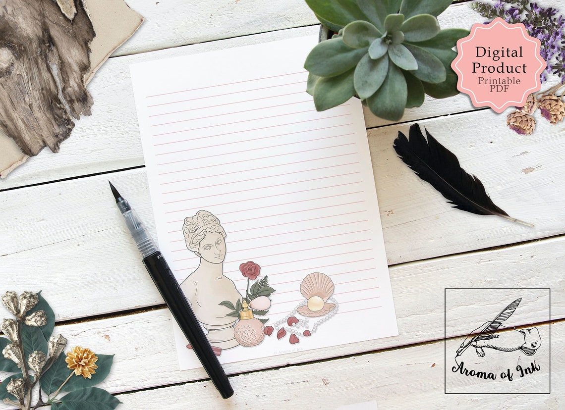 Elegance Girl Printable Stationery Paper & Envelope Lined - Etsy