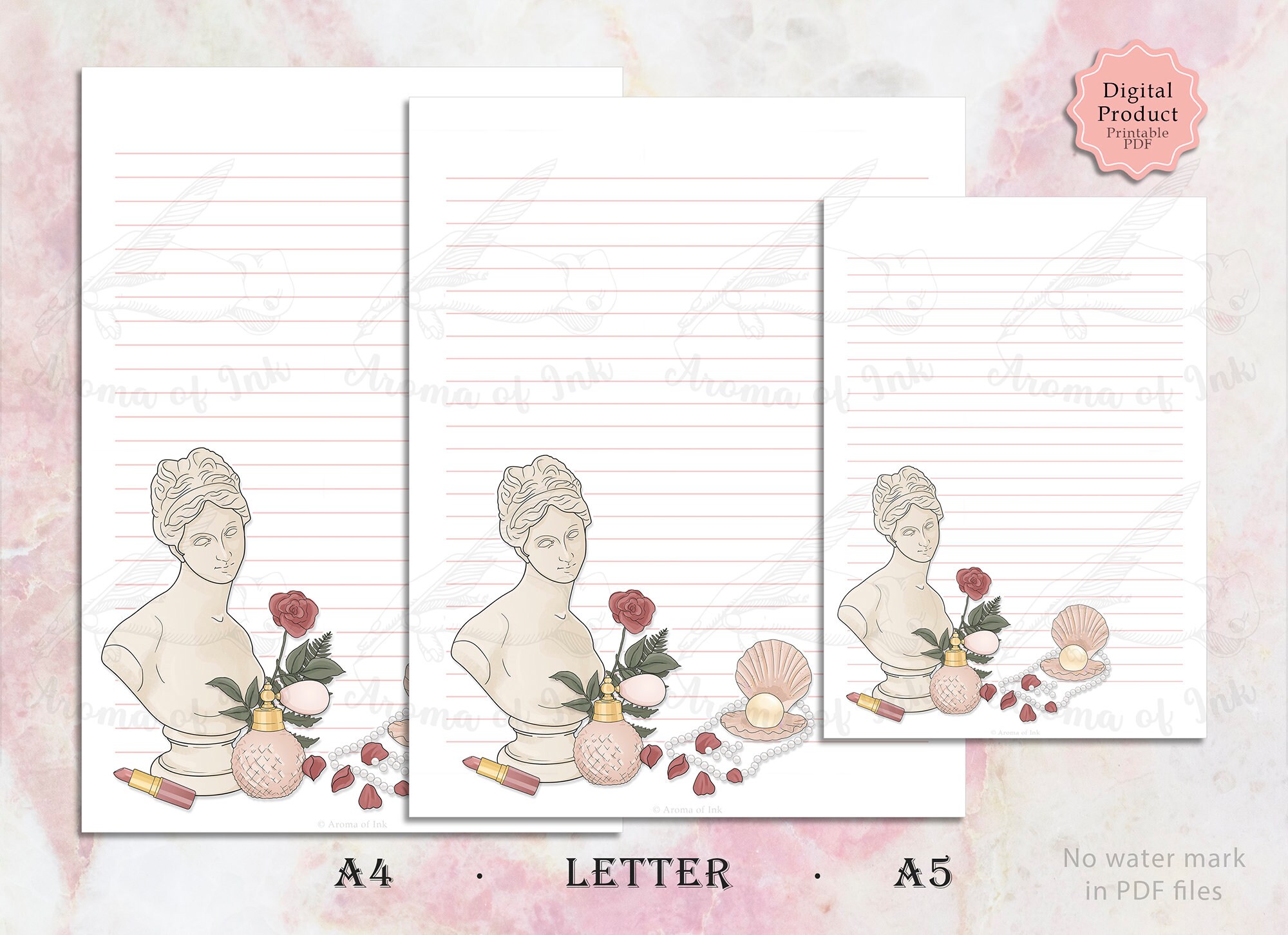 Elegance Girl Printable Stationery Paper & Envelope Lined - Etsy