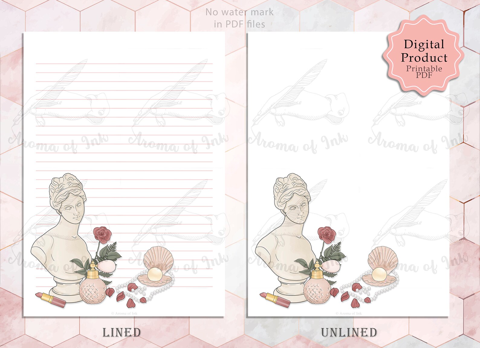 Elegance Girl Printable Stationery Paper & Envelope Lined - Etsy