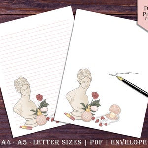 Elegance Girl Printable Stationery Paper & Envelope Lined - Etsy