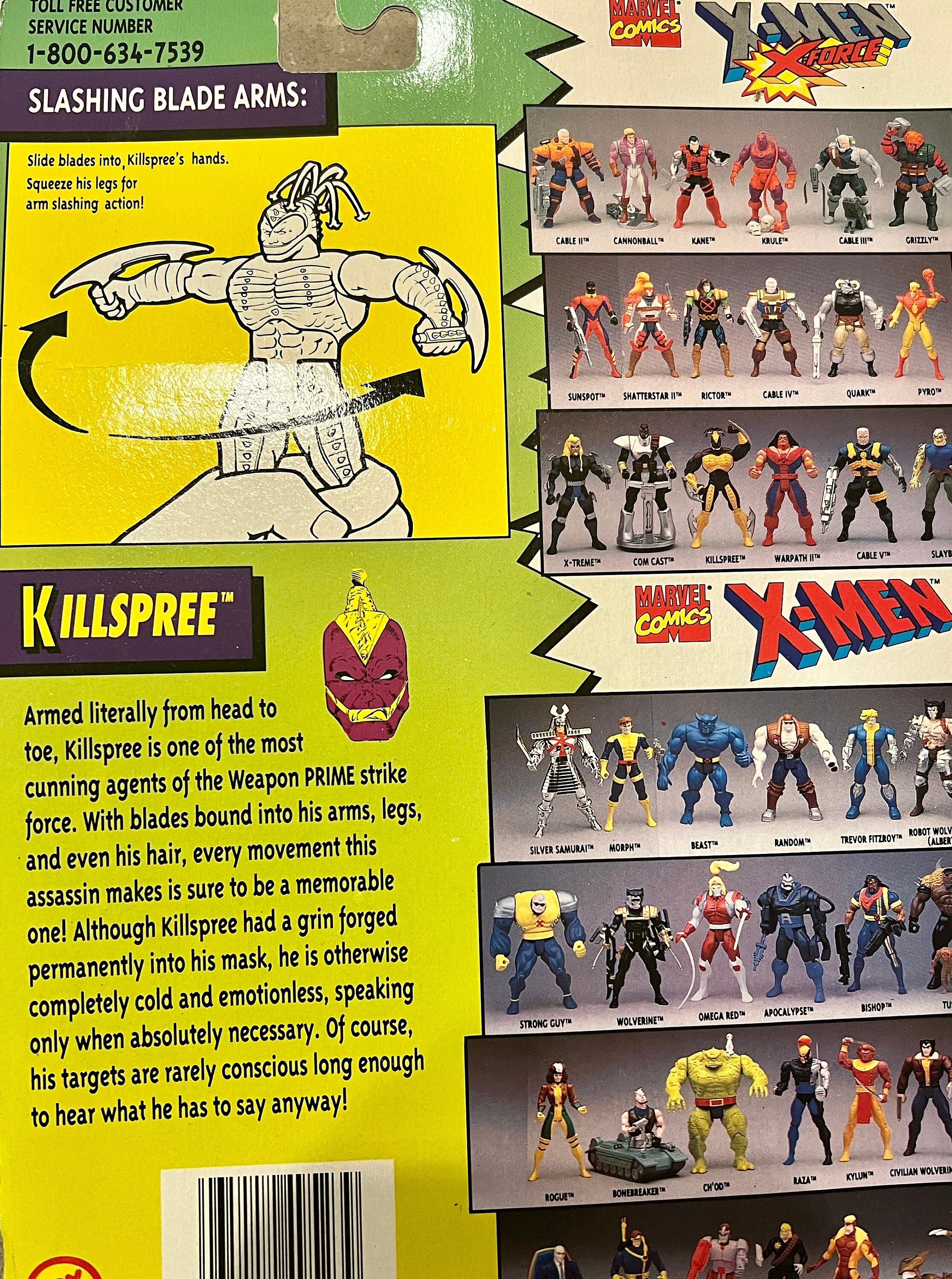 X-men: X-force Killspree Slashing Blade Arms Toy Biz 1994 Marvel Comics ...