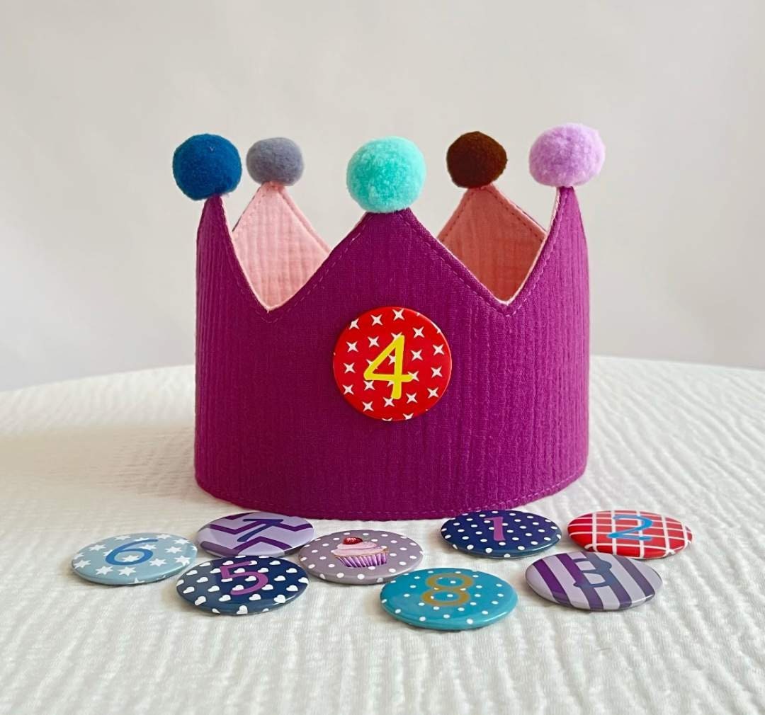 Hand Embroidered Linen Crown for Kids and Children's Birthdays ...