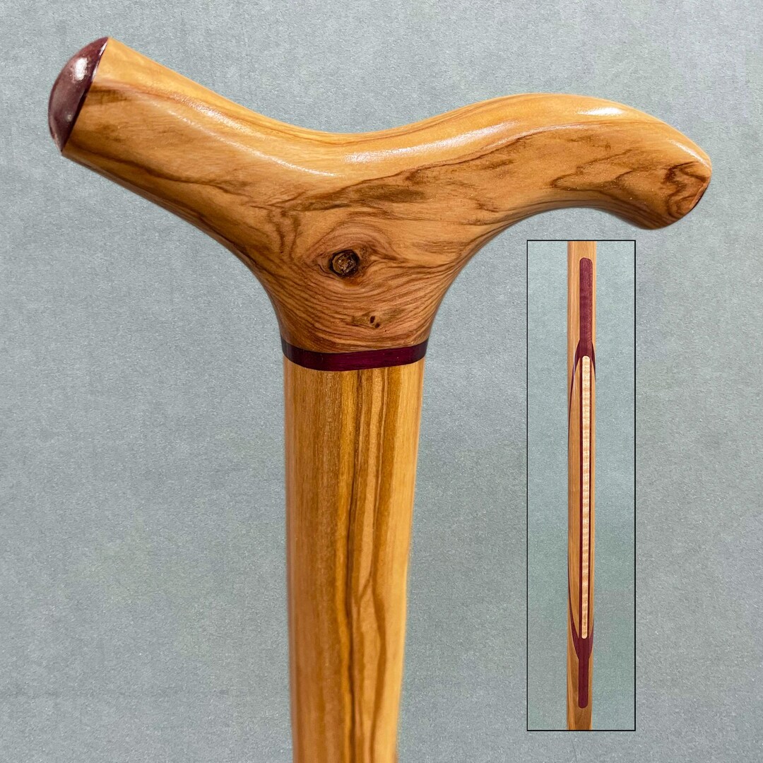 177. Exotic Olive Walking Cane With Purpleheart and Tiger Maple Accents ...