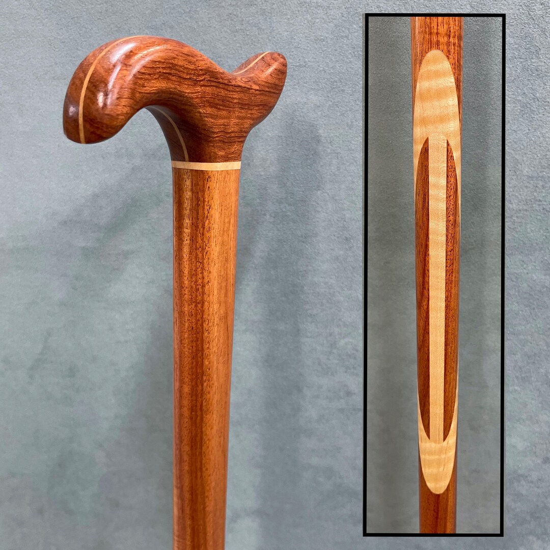 94. Exotic Wood Walking Cane With Canarywood Shaft, Bubinga Grip, and ...