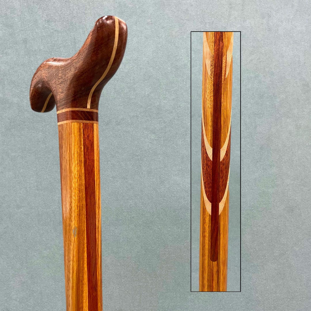 140. Exotic Walking Cane With Carnarywood Shaft, Bubinga Grip; and ...