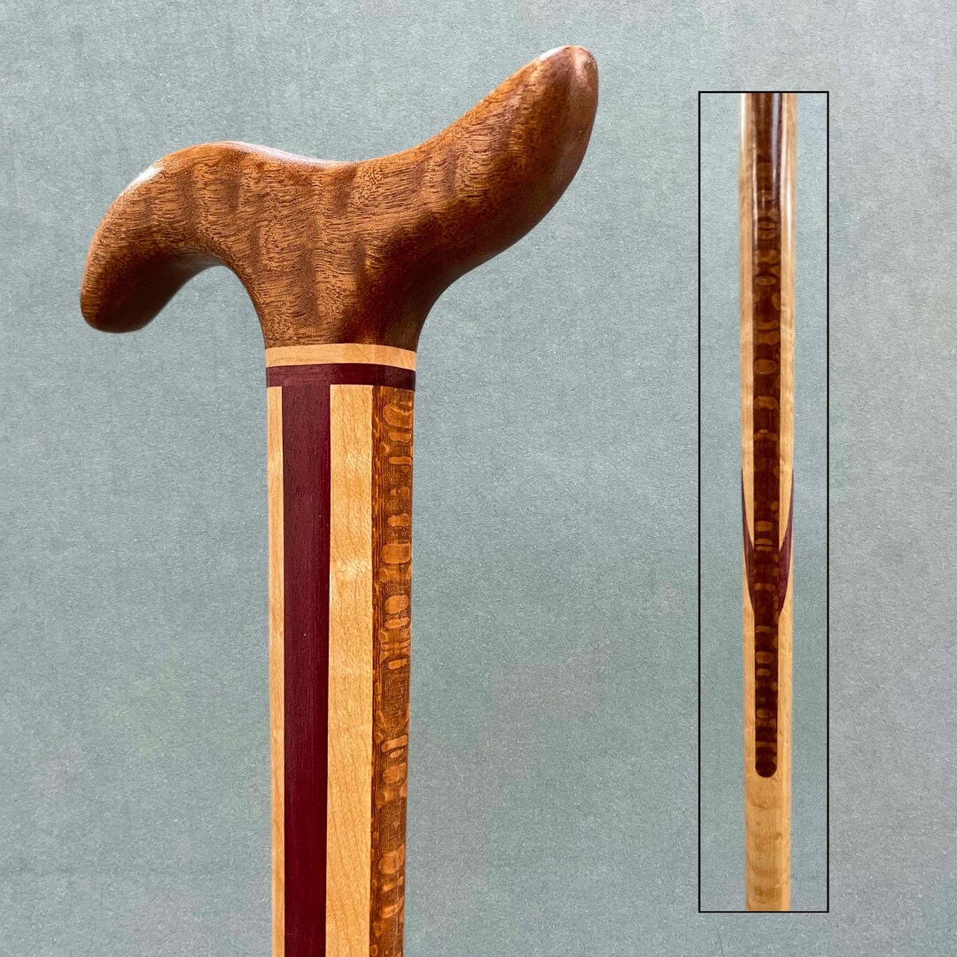 162. Exquisite Bird's Eye Maple Walking Cane With Figured Sapele Grip ...
