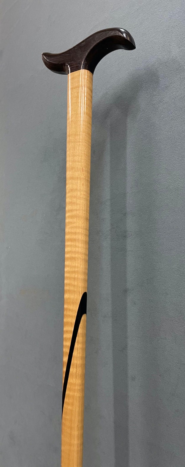 9. One of a Kind Wood Walking Cane, With Curly Maple Shaft, Wenge Grip ...