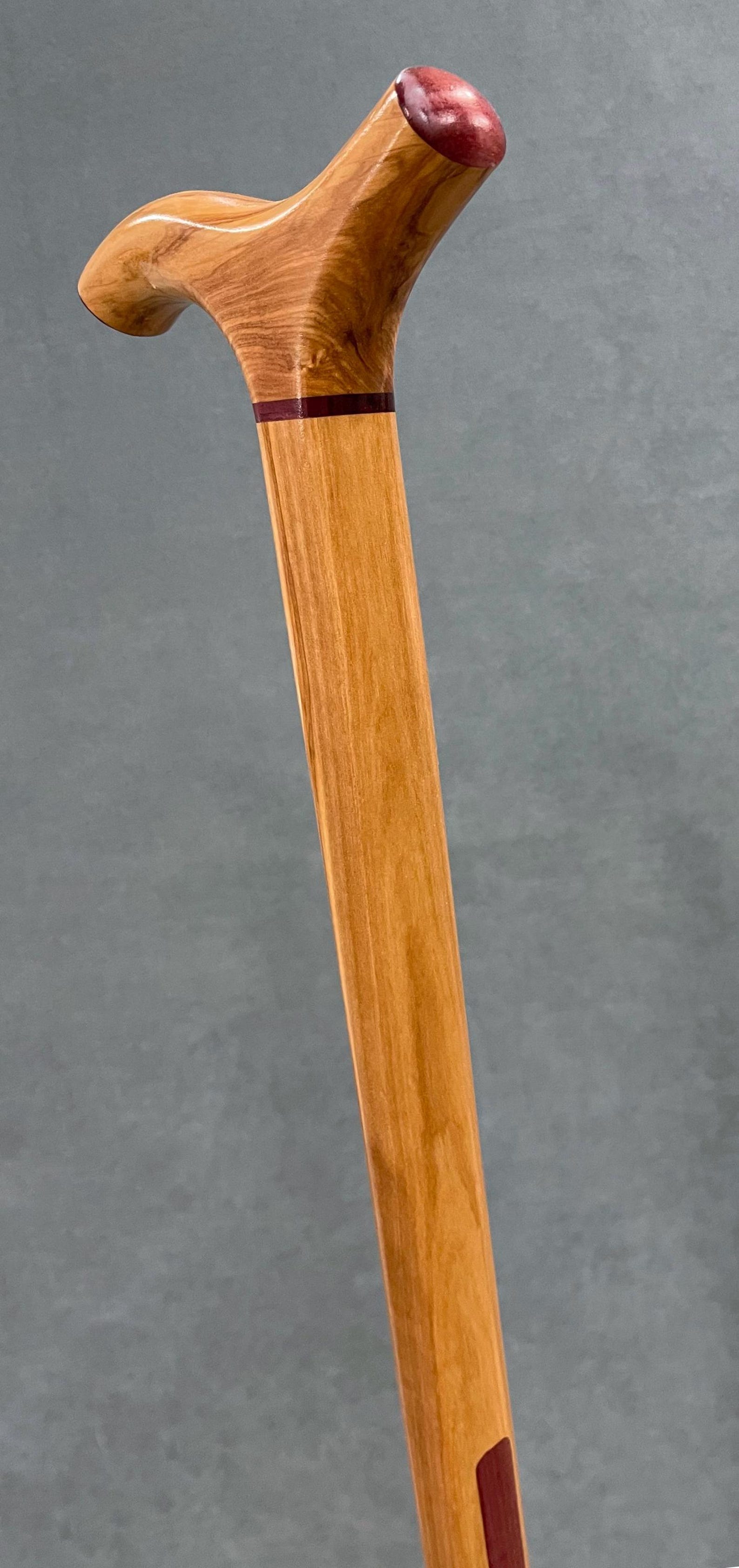177. Exotic Olive Walking Cane With Purpleheart and Tiger Maple Accents ...