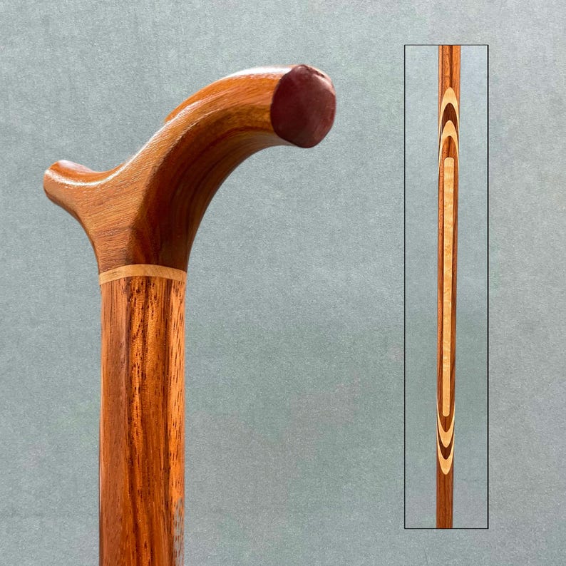 171. Stunning Red Zebrawood Walking Cane With Canarywood Grip; and ...