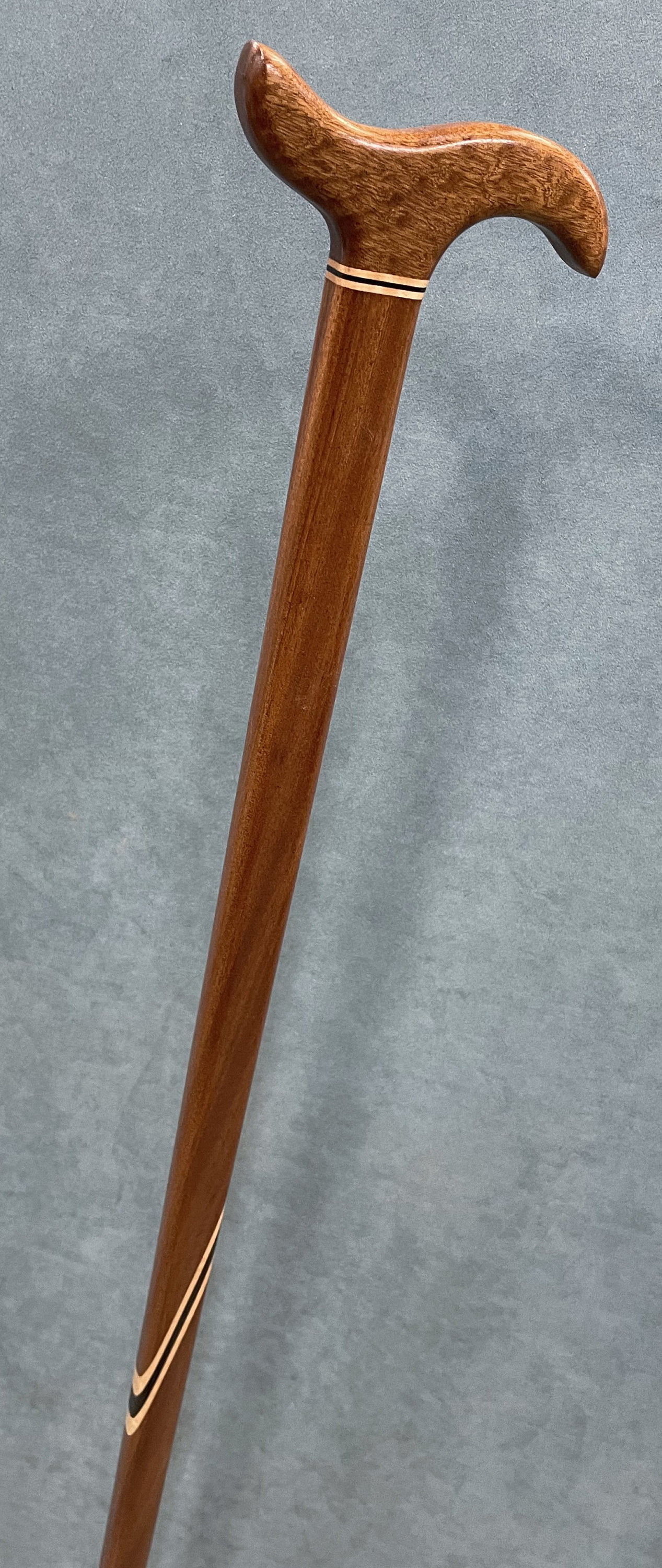 60. Unique Mahogany Cane With Figured Sapele Grip Tiger Maple and Wenge ...