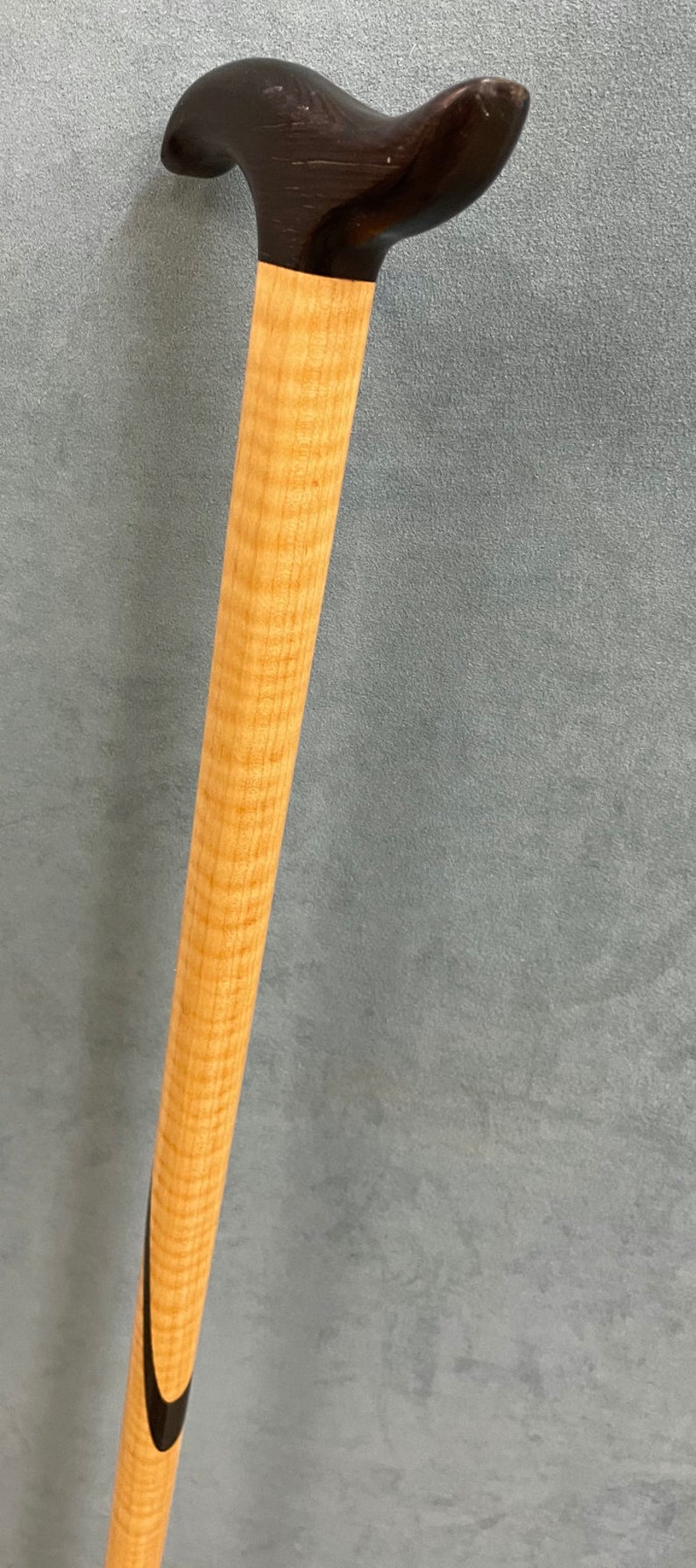 9. One of a Kind Wood Walking Cane, With Curly Maple Shaft, Wenge Grip ...
