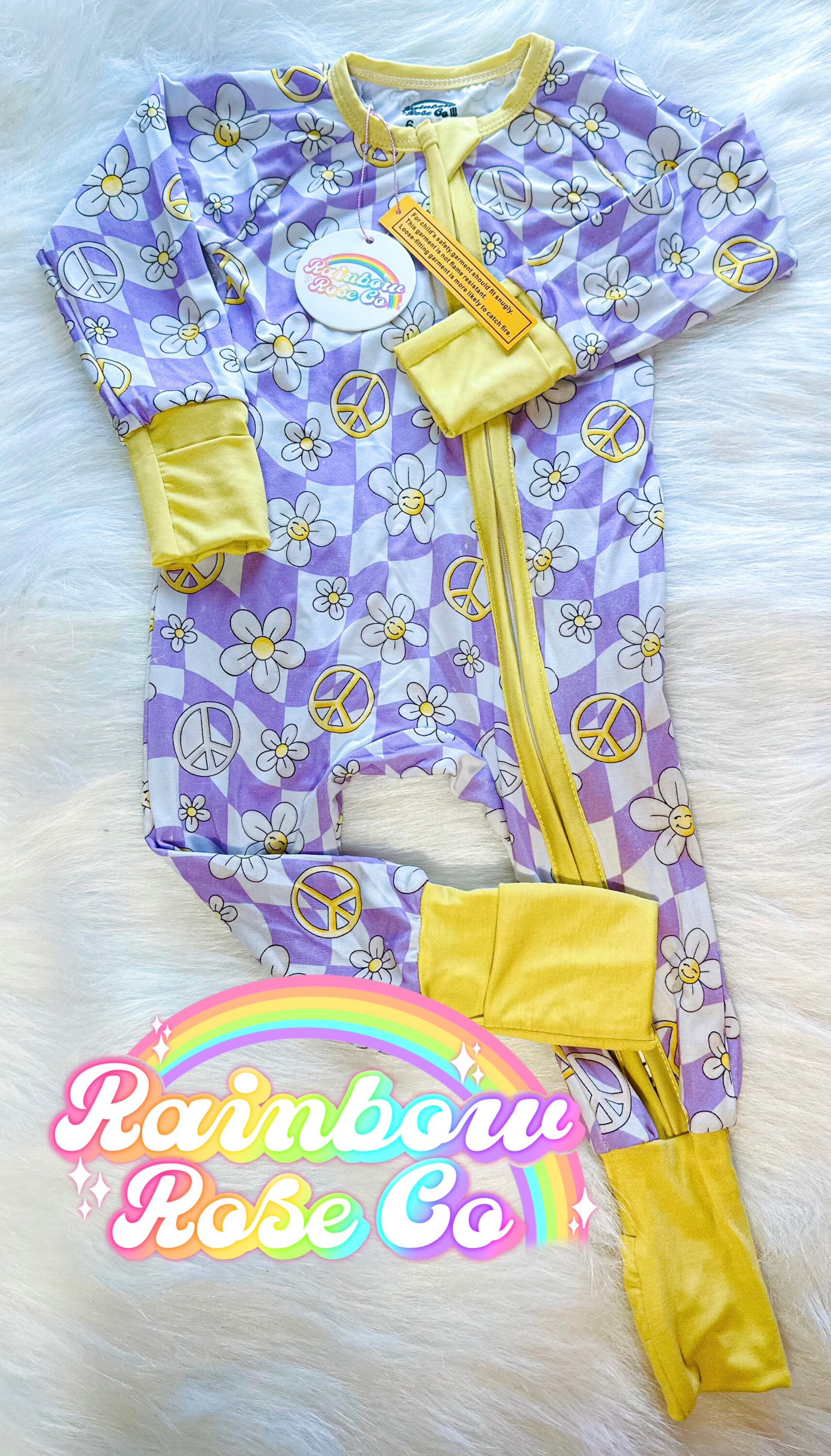 Bamboo Sleepers Groovy Floral Checker Hippie Baby Pajamas Cute ...