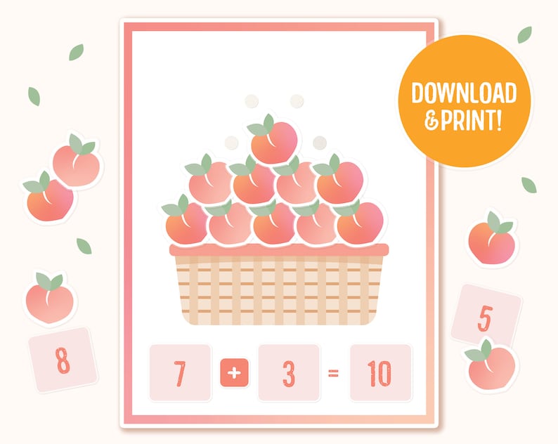 Math Activity Printable - Counting Peach in Basket Mathematics ...