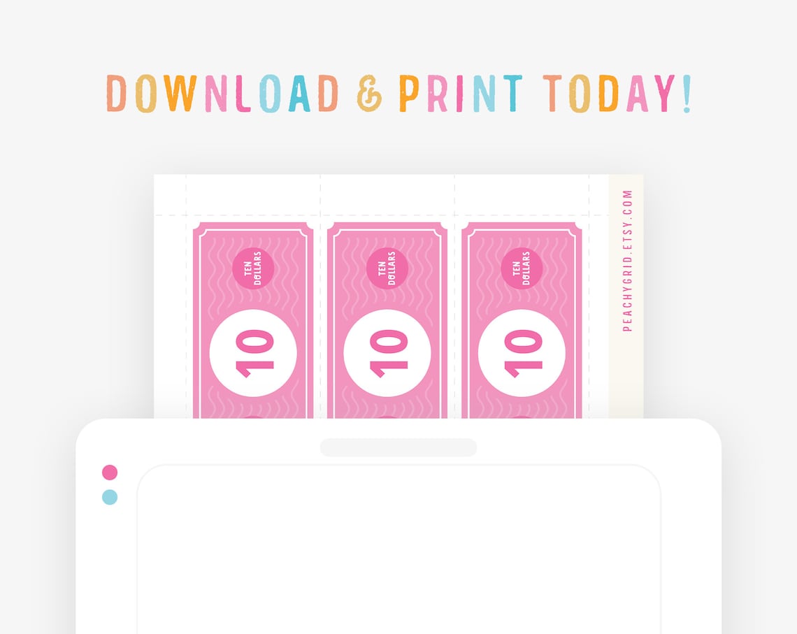 Printable Play Money for Kids - Digital Instant Download Pretend Play ...