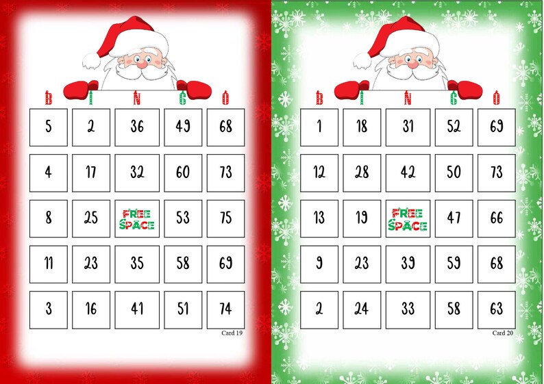 100 Christmas Bingo Cards With Numbers (digital Download) - Etsy