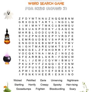Halloween Word Search Game for Kids, Printable Game for Kids, Printable ...