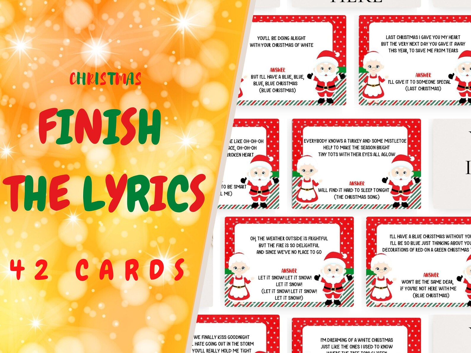 Christmas Carols Themed Game Bundle, Christmas Party Game - Etsy