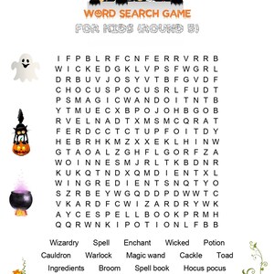 Halloween Word Search Game for Kids, Printable Game for Kids, Printable ...
