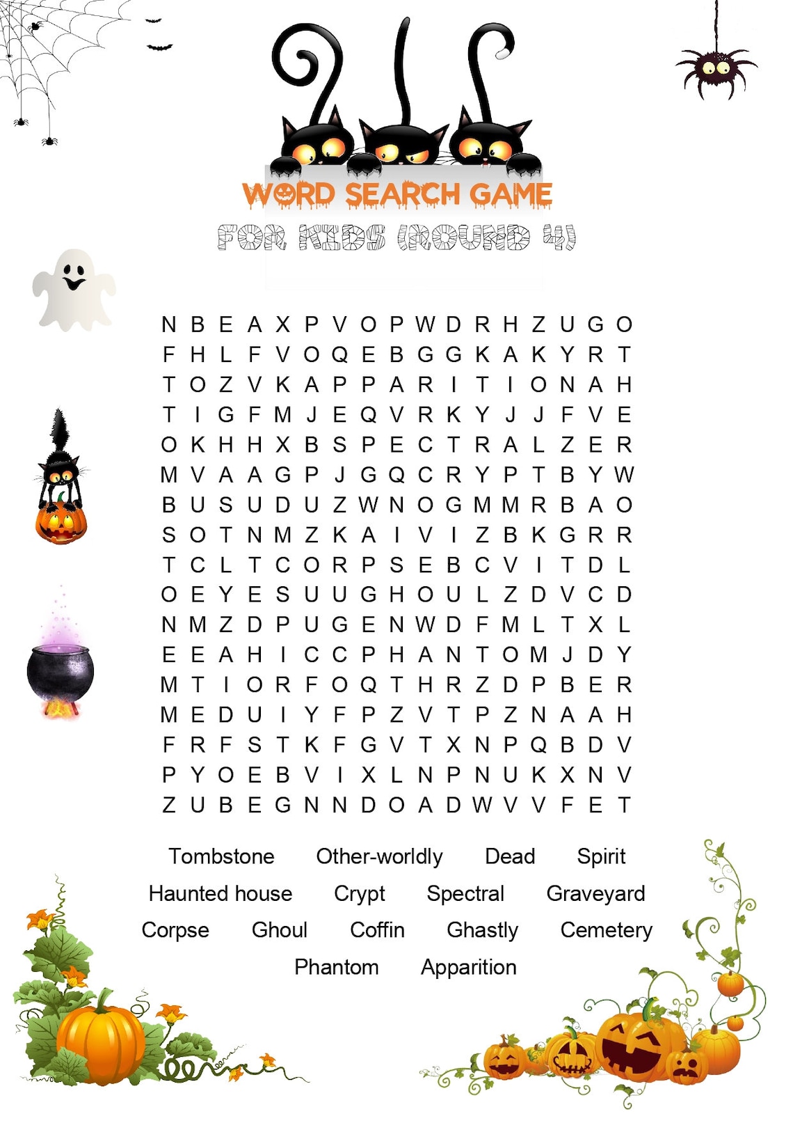 Halloween Word Search Game for Kids Printable Game for Kids - Etsy