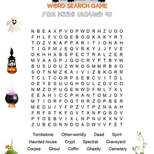 Halloween Word Search Game for Kids, Printable Game for Kids, Printable ...