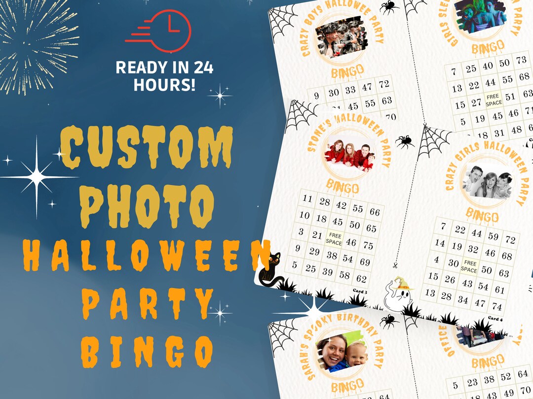 CUSTOM PHOTO HALLOWEEN Party Bingo Game (100 Cards) - Etsy