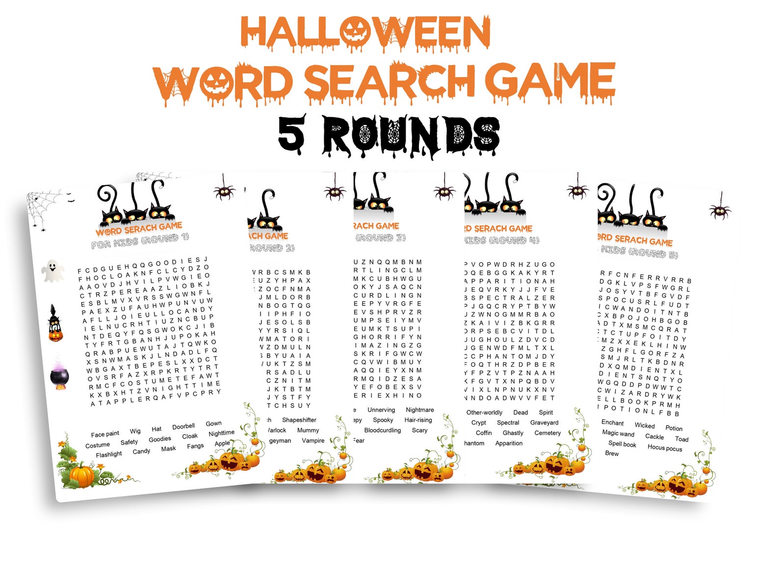 Halloween Word Search Game for Kids, Printable Game for Kids, Printable ...