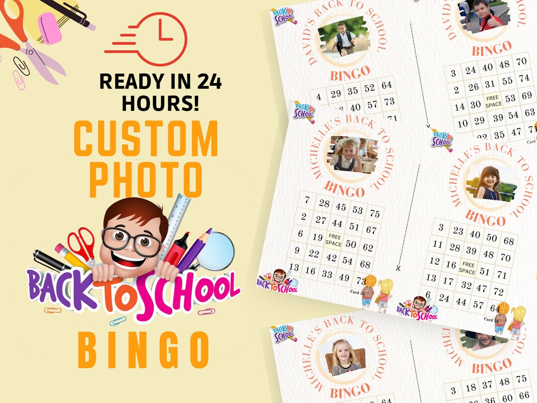 Back to School Bingo Cards With Your Photo (100 Cards) - Etsy