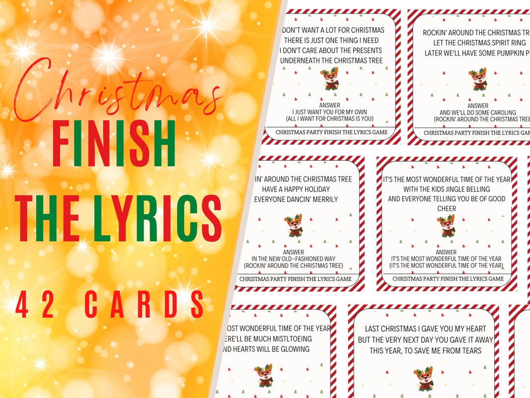 CHRISTMAS FINISH the LYRICS Game, Christmas Party Game - Etsy