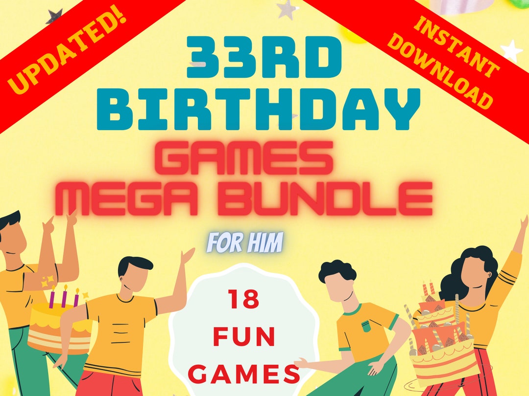 33rd Birthday Party GAMES MEGA BUNDLE for Him, 18 Fun Games - Etsy