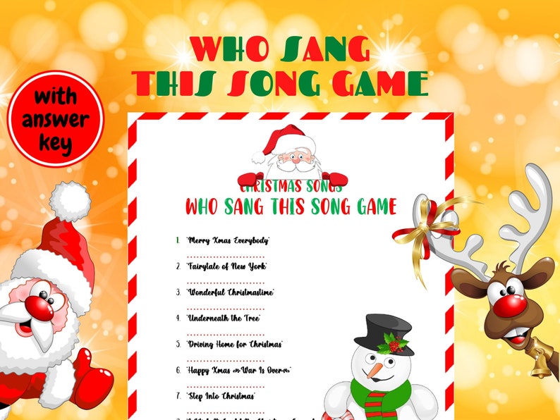 Christmas Carols Themed Game Bundle, Christmas Party Game - Etsy