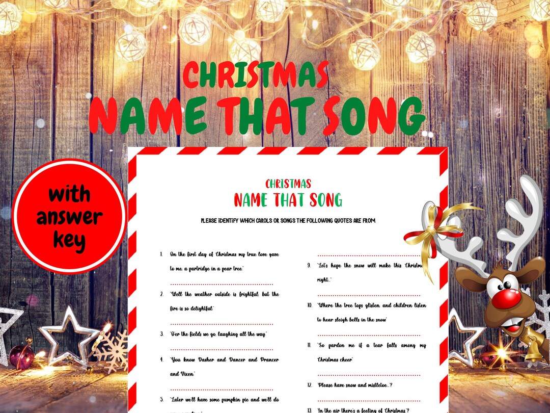 Christmas NAME THAT SONG, Christmas Party Game (with Answer Key) - Etsy