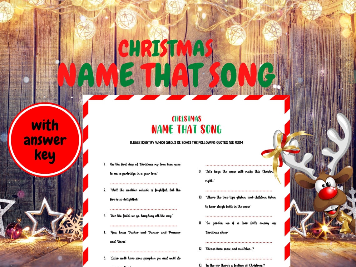 Christmas NAME THAT SONG, Christmas Party Game (with Answer Key) - Etsy