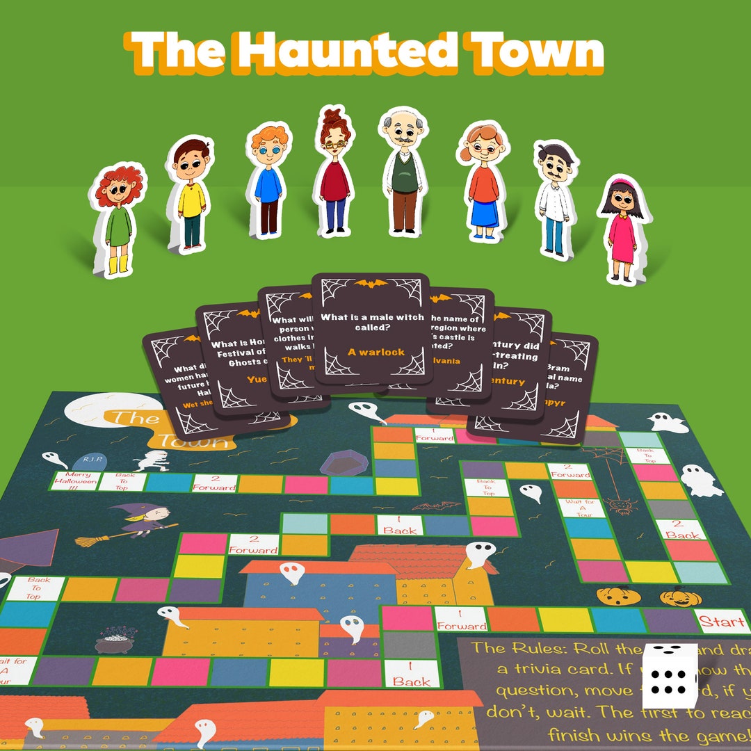 Halloween Party Dice Game With Trivia Questions for Kids, Printable ...