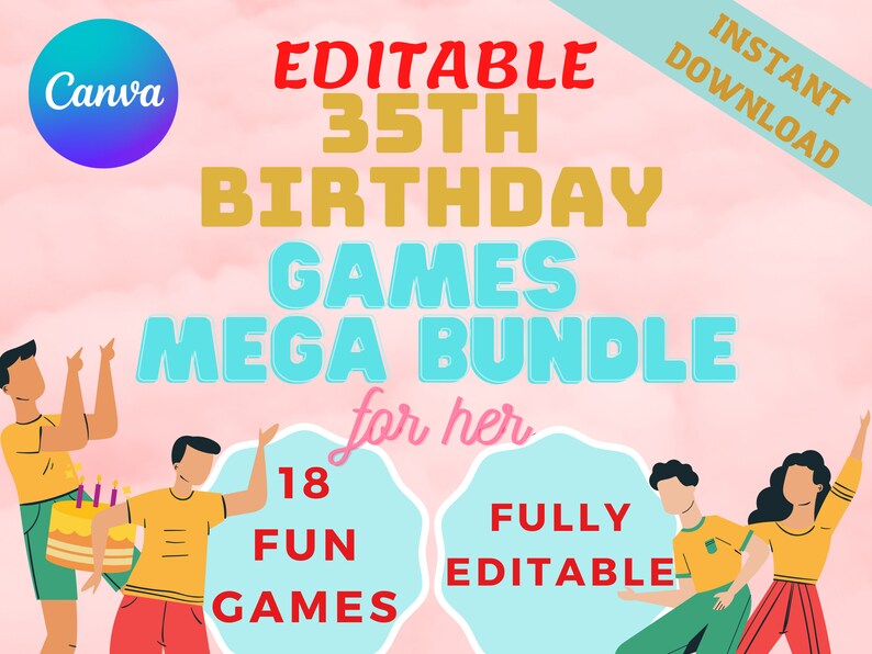 EDITABLE 35th Birthday Party Games MEGA BUNDLE for Her, Fully Editable ...