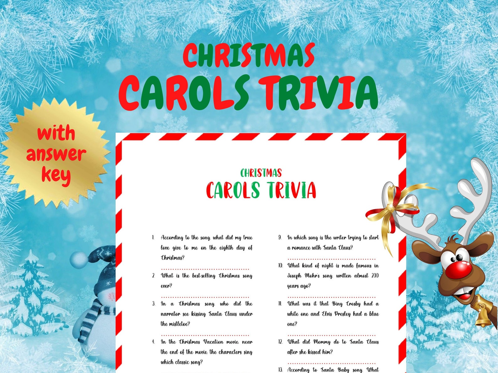 Christmas Carols Game Bundle: Holiday Party Games (A4, PDF) - Etsy