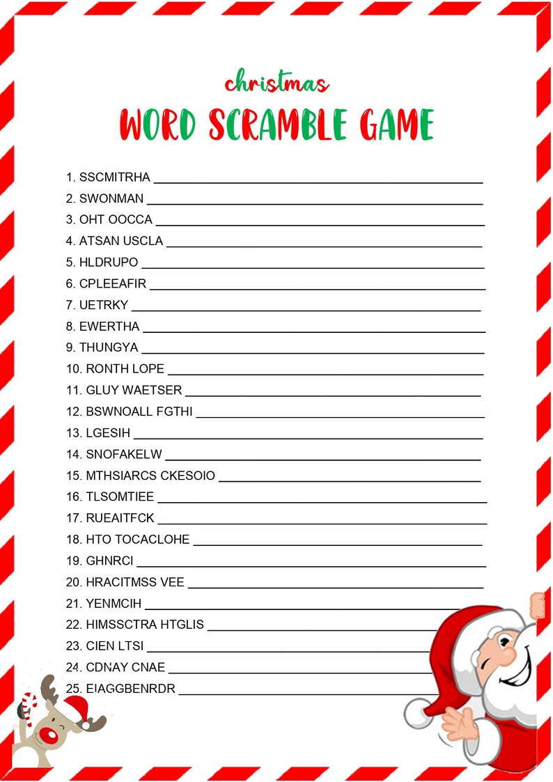 Christmas Word Scramble Game: Party Activity (with Answer Key) (digital ...