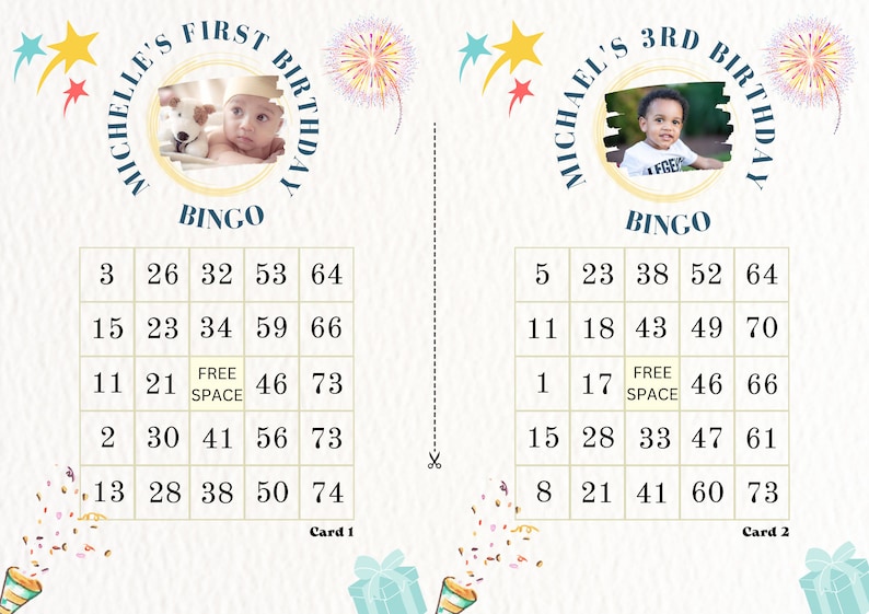 Custom Birthday Bingo Cards | Personalized Photo Bingo Game | Printable ...