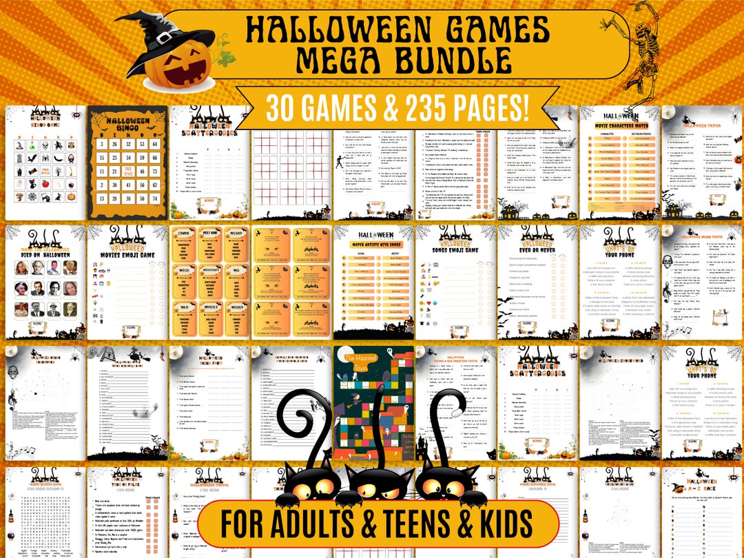 30 Halloween Games Mega Bundle for ADULTS and TEENS and KIDS 30 Fun ...