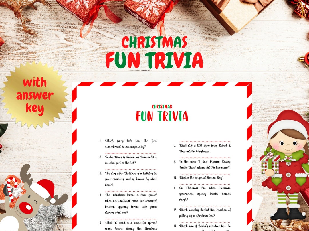 CHRISTMAS FUN TRIVIA, Christmas Party Game (with Answer Key) - Etsy