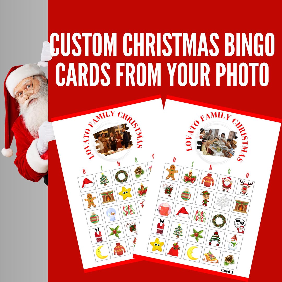 CUSTOM Christmas Bingo Cards From Your Photo (100 Cards) - Etsy