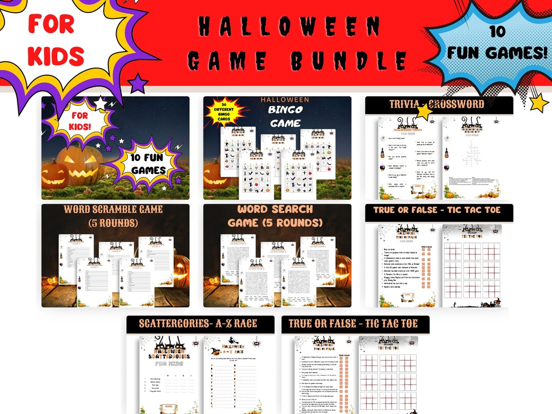 Halloween Spiele Bundle für KINDER (10 FUN GAMES), Halloween Party ...