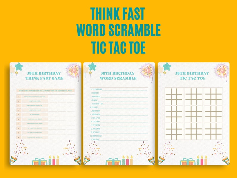 EDITABLE 38th Birthday Party Games MEGA BUNDLE for Him, Fully Editable ...