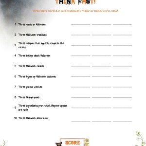 Halloween Think Fast Game Bundle for ADULTS and TEENS (5 ROUNDS ...