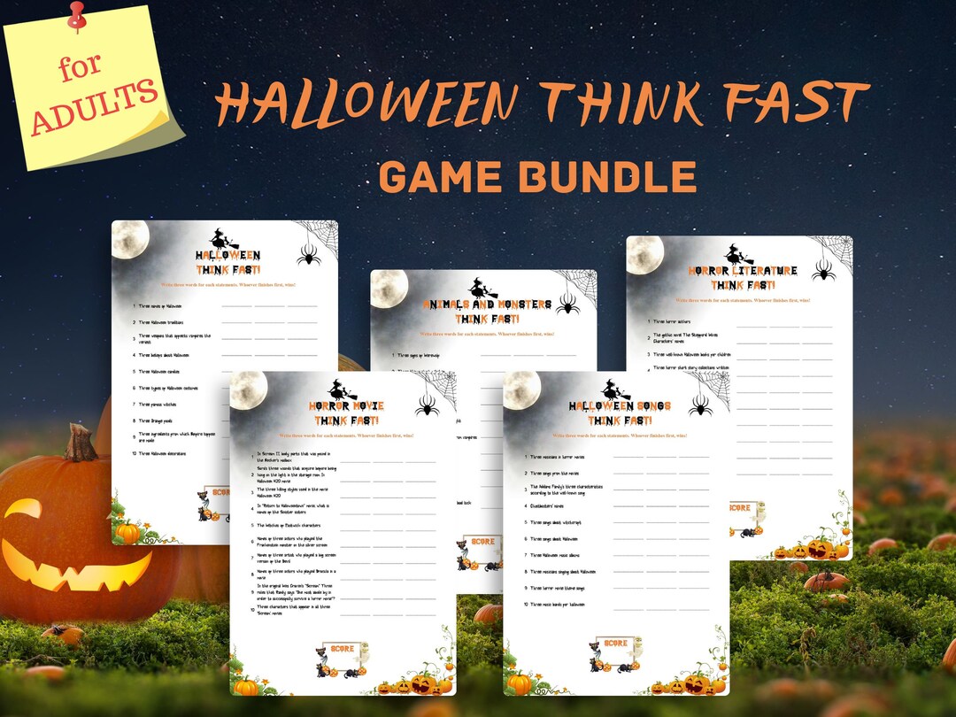 Halloween Think Fast Game Bundle for ADULTS 5 ROUNDS - Etsy