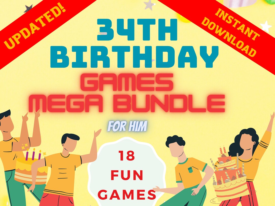 34th Birthday Party GAMES MEGA BUNDLE for Him, 18 Fun Games for Man - Etsy
