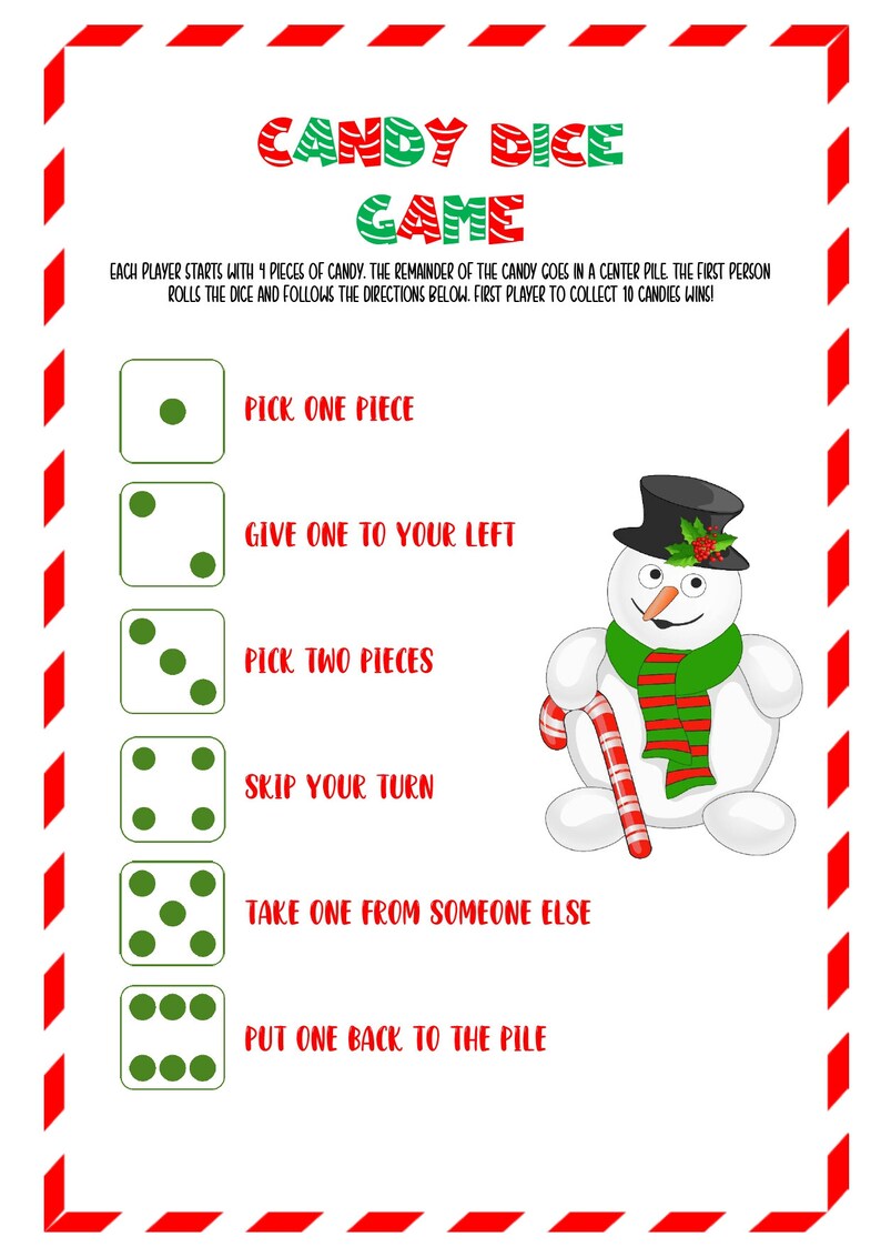 Christmas Candy Dice Game: Fun Holiday Party (digital Download) - Etsy