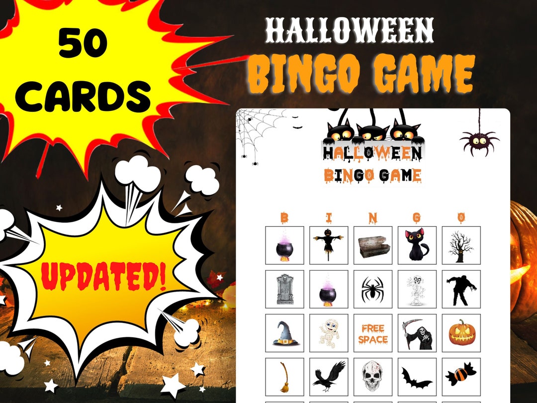 Halloween BINGO GAME (50 Different Bingo Cards), Halloween Party Game ...